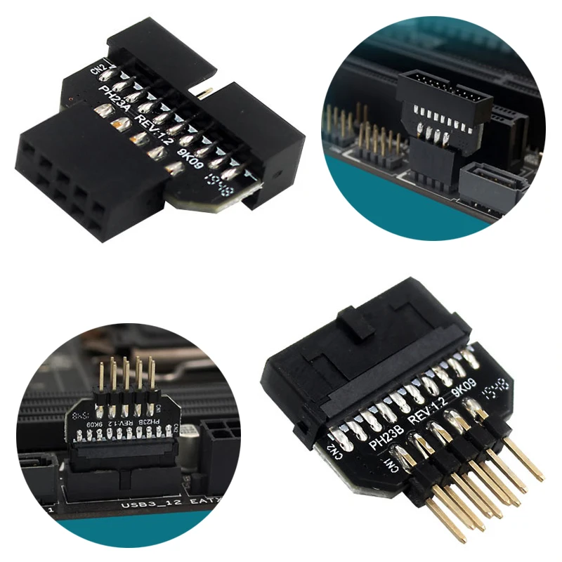 Motherboard USB2.0 9PIN to USB3.0 19PIN Adapter Front Panel Connector ...