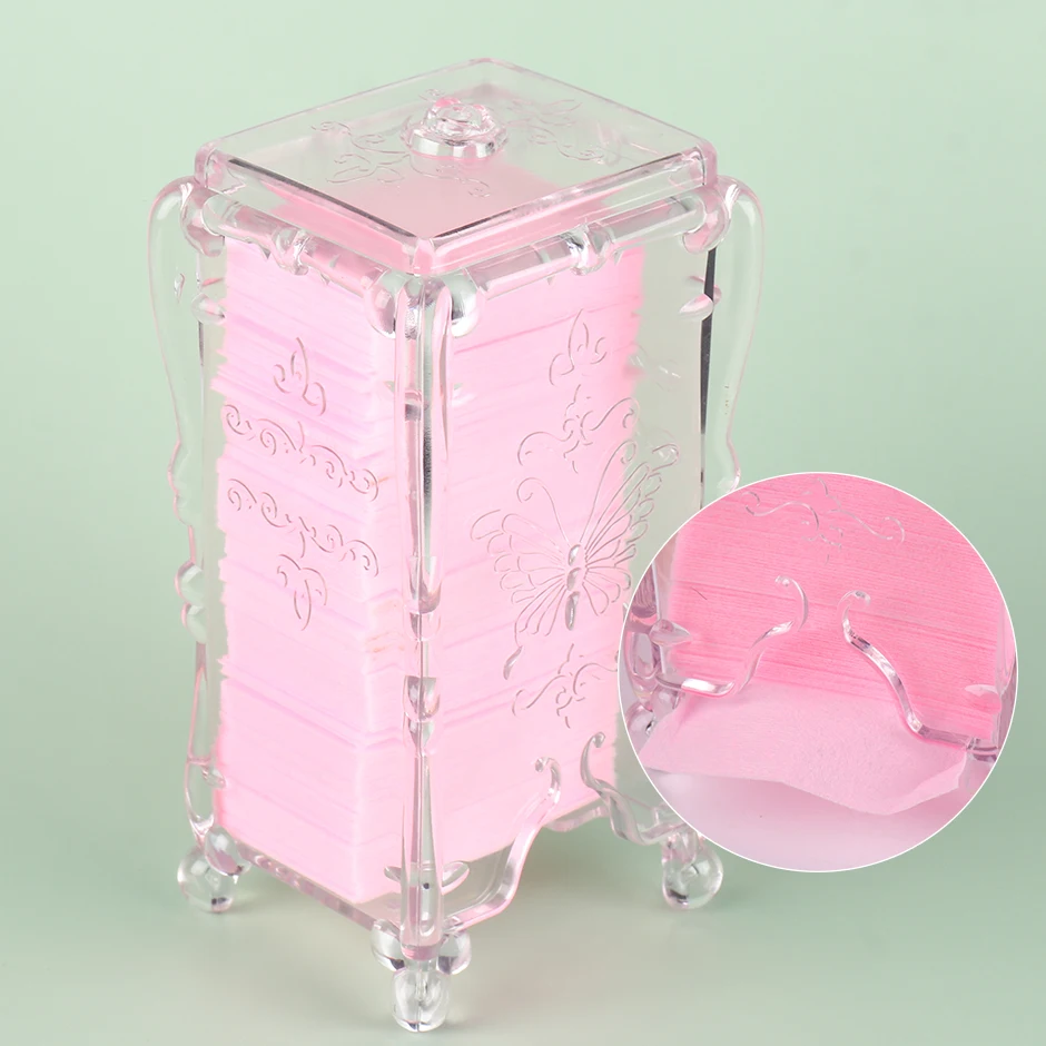 Nail-Storage-Box-Clear-Pink-Butterfly-Acylic-Nail-Wipes-Cotton-Pad ...