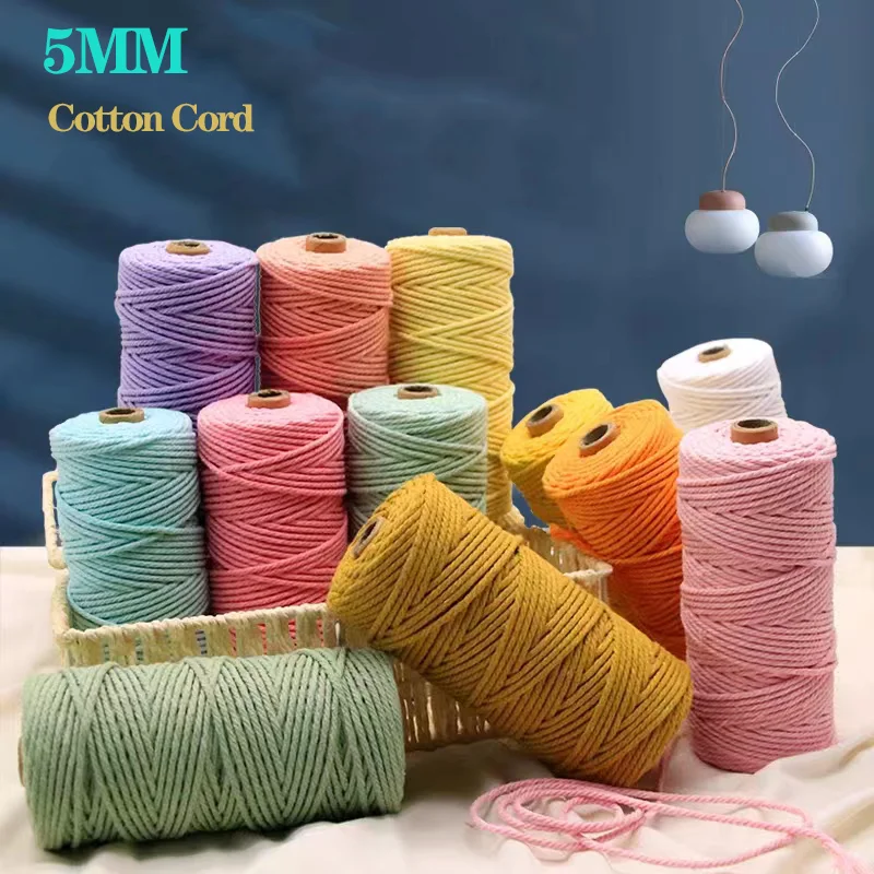 5mm 100% Cotton Macrame Rope Twisted Cord Crochet String For Handmade ...