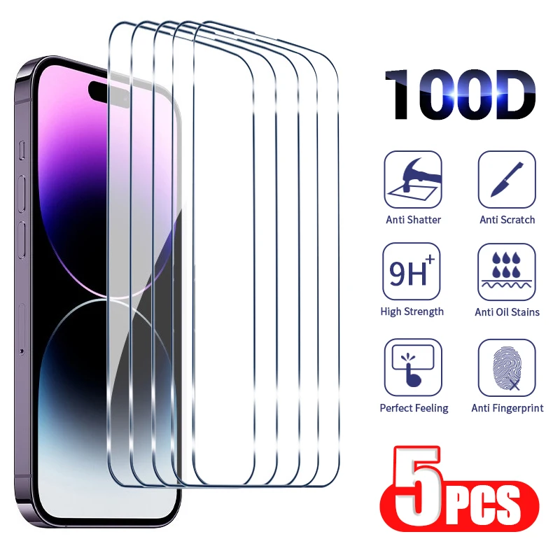 5pcs-Tempered-Glass-For-iphone-15pro-14-13-12-11-Pro-Max-Screen ...