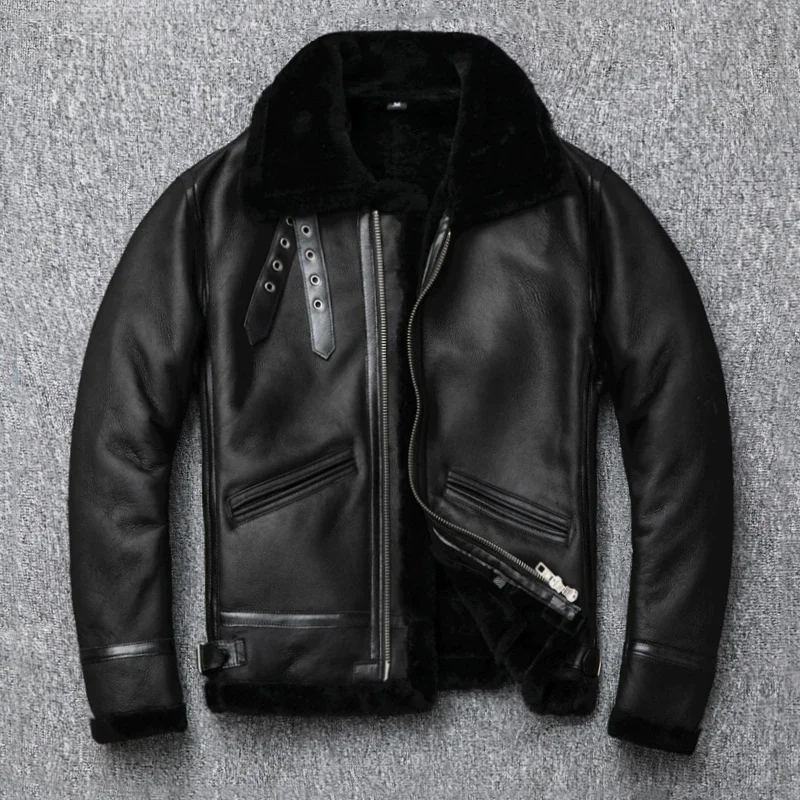 Men-s-Black-Brown-Leather-Jacket-B3-Bomber-Thick-Winter-Heavy-Fur ...