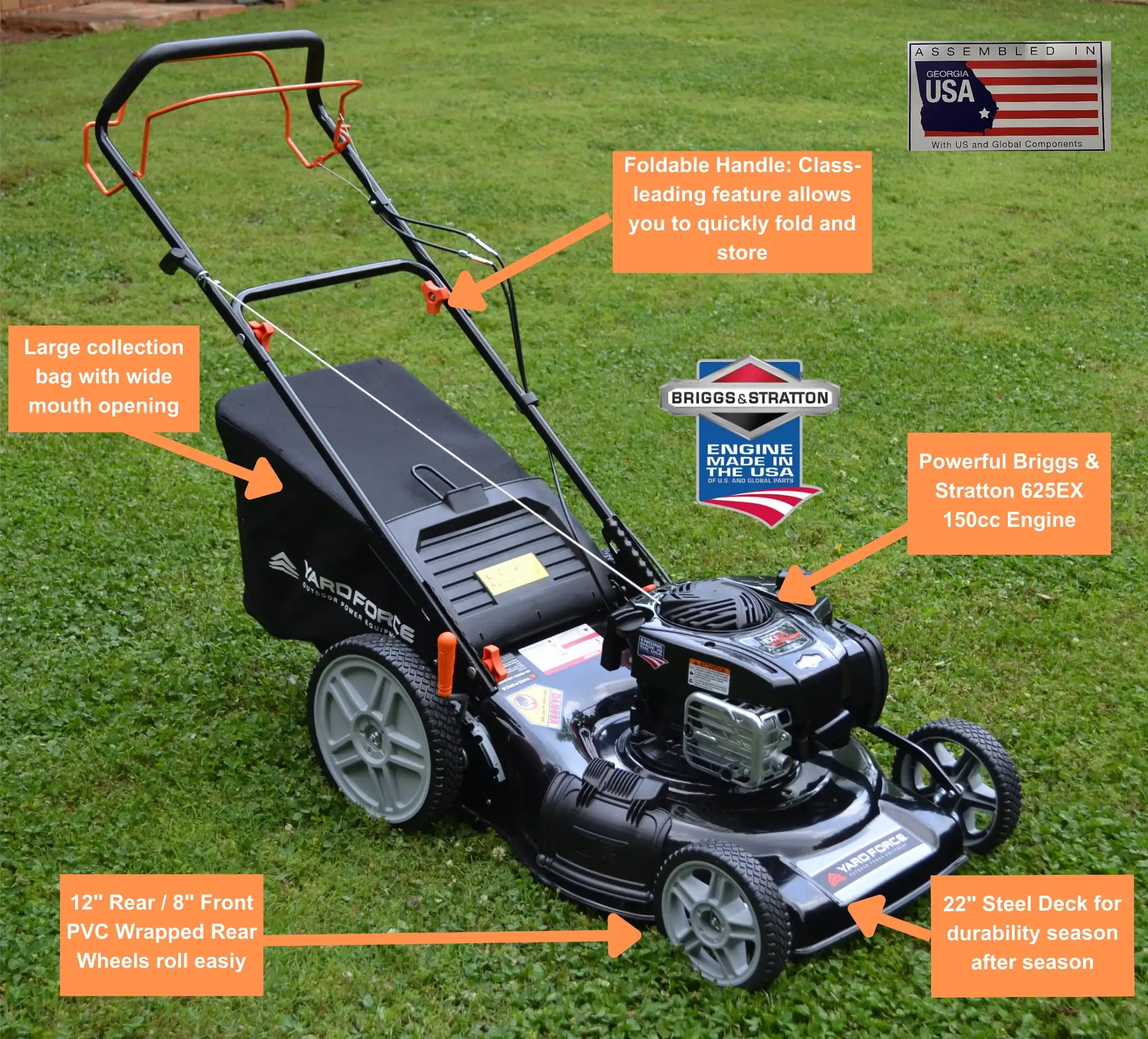Self-Propelled-Lawn-Mower-Briggs-Stratton-150cc-Gas-Engine-22-inch ...