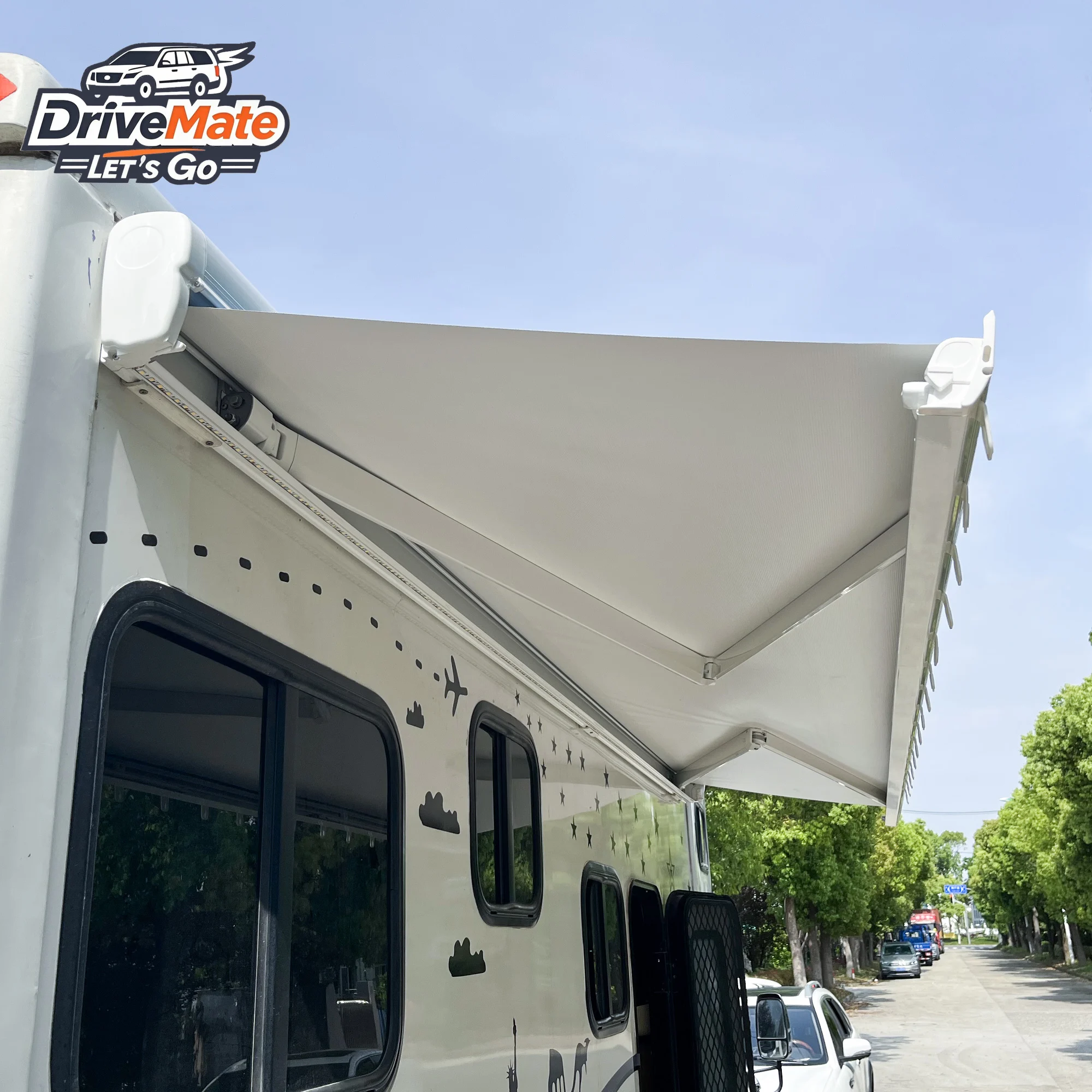 12V Power Wind Out Caravan Rv Camper Van Awning Wall Mounted for ...