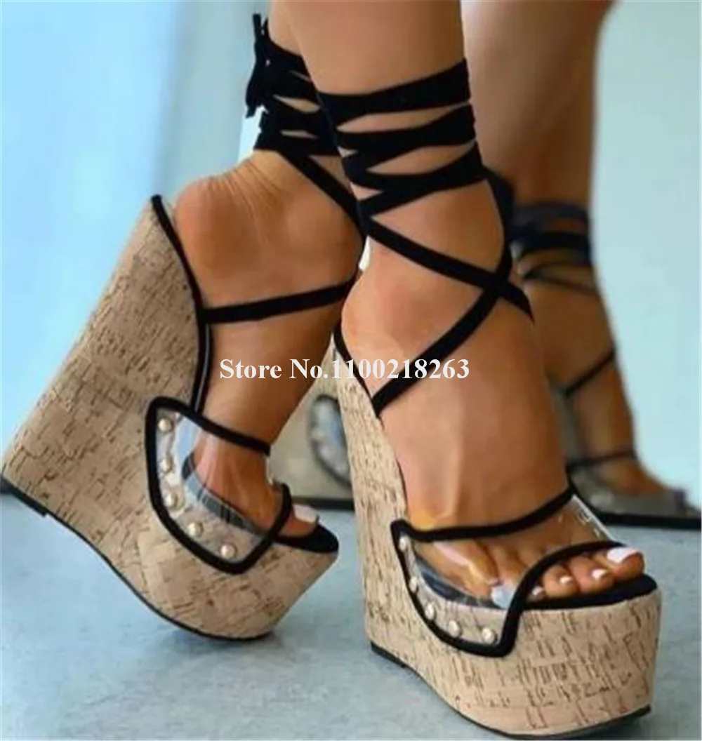 Women-Sexy-Clear-PVC-Patchwork-Wooden-Wedge-Heel-Sandals-Peep-Toe ...