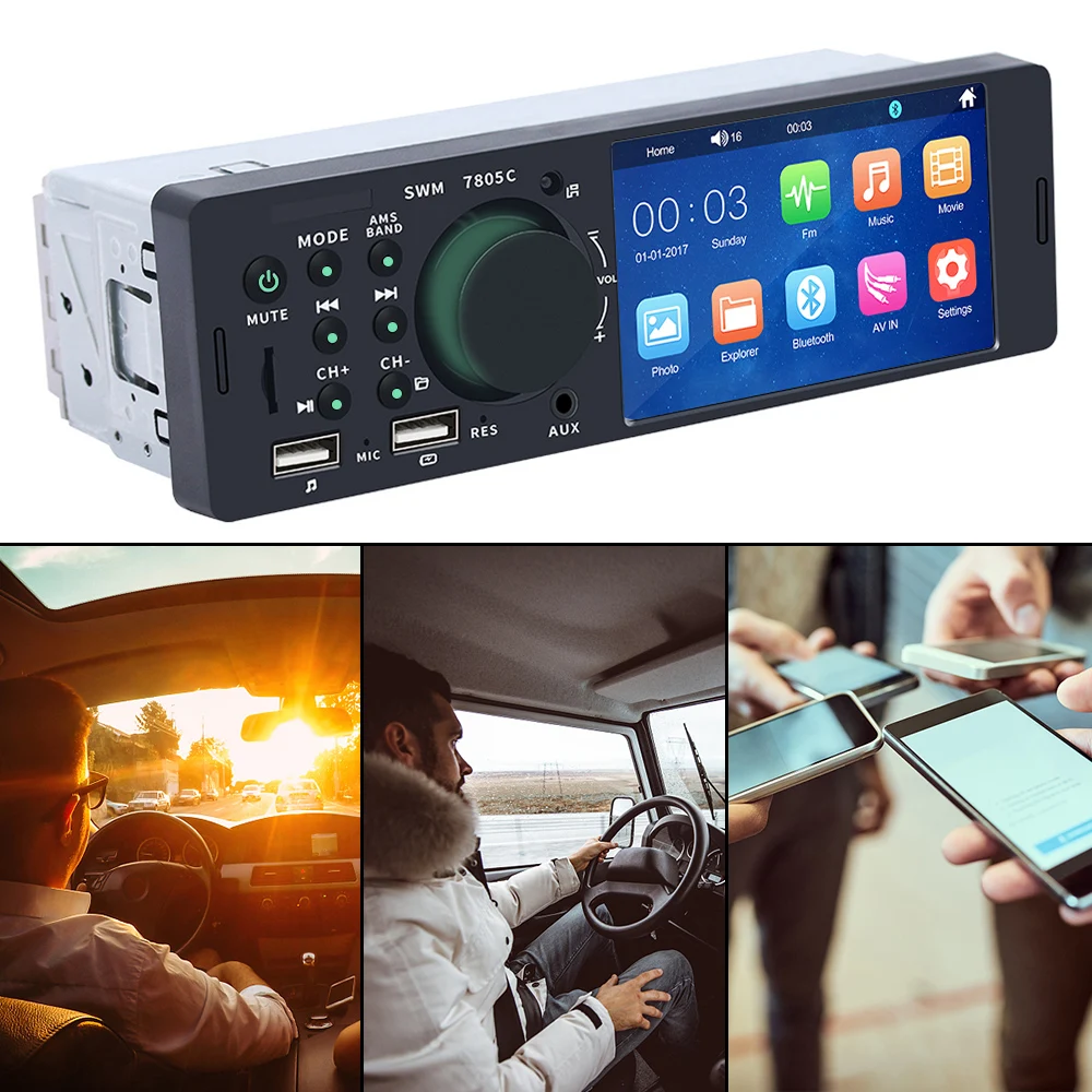 Unidade principal 7805c 1 din 4.1 "tela de toque jogador estéreo ...