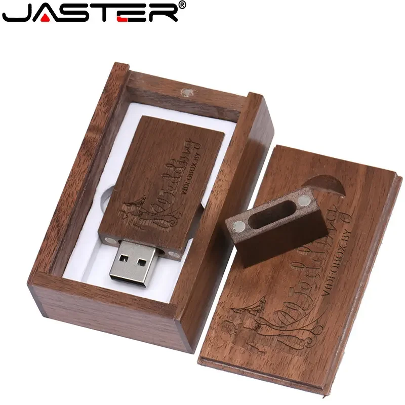 JASTER Walnut wood USB 2.0 Flash Drives 64GB Free Custom logo Pen drive ...