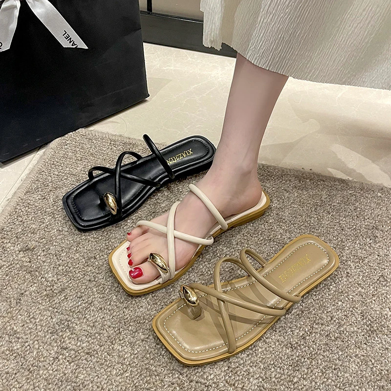 Women-Sandals-Ladies-Square-Heels-Elegant-Summer-Slippers-Outside-Cross ...