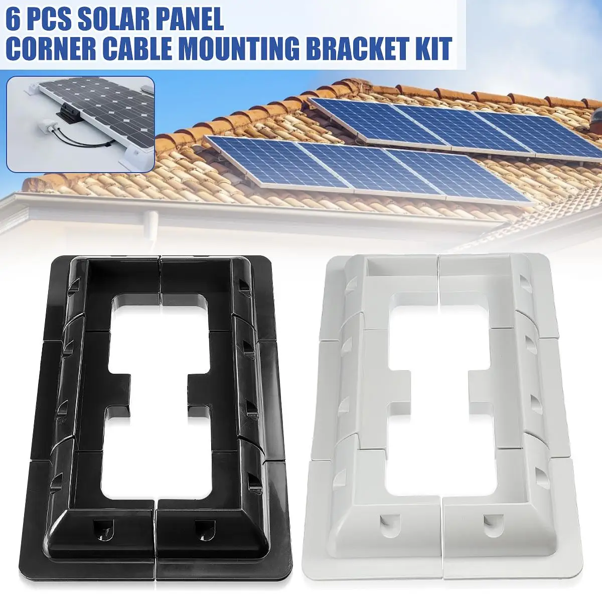 6pc Abs Solar Panel Mounting Bracket White Rectangle Set-free Corner ...