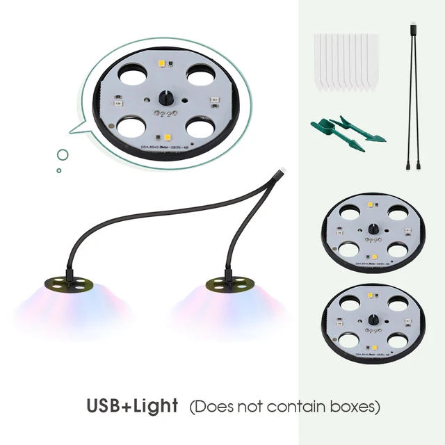 48-Cell Seed Starter Tray Germination Box with 2PCS LED Grow Lights ...