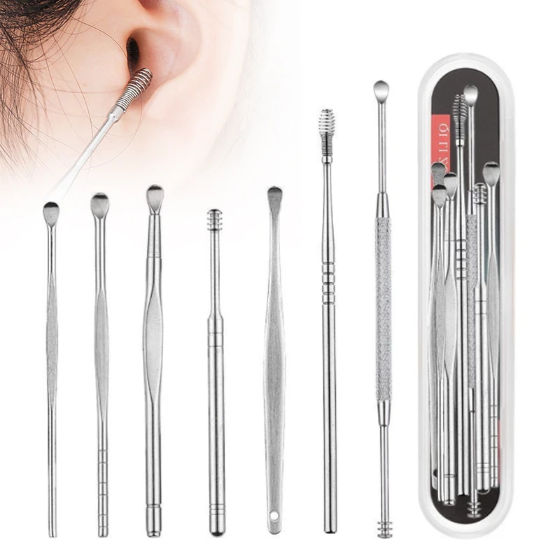 Stainless Steel Ear Scoop Earwax Removal Tool Earpick Sticks Curette ...