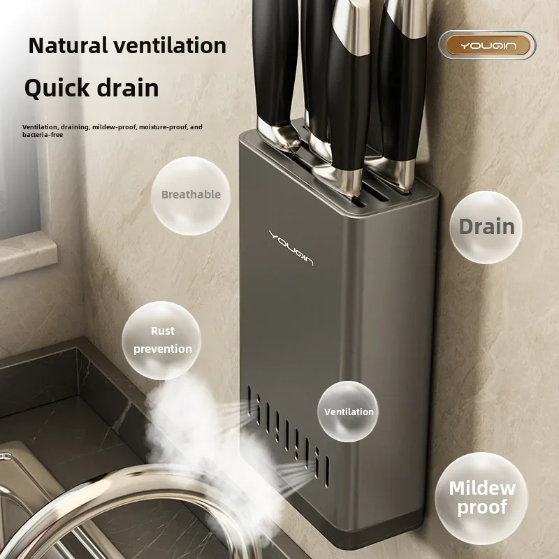 Space-Aluminum-Kitchen-Knife-Rack-Pure-Blade-Storage-Shelf-No-Drilling ...