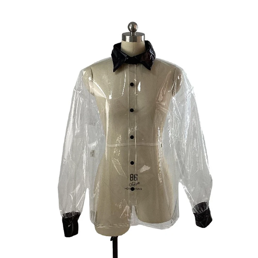 Sexy-Clear-PVC-Women-Buttons-Perspective-Blouse-Turn-down-Neck-Shirt ...