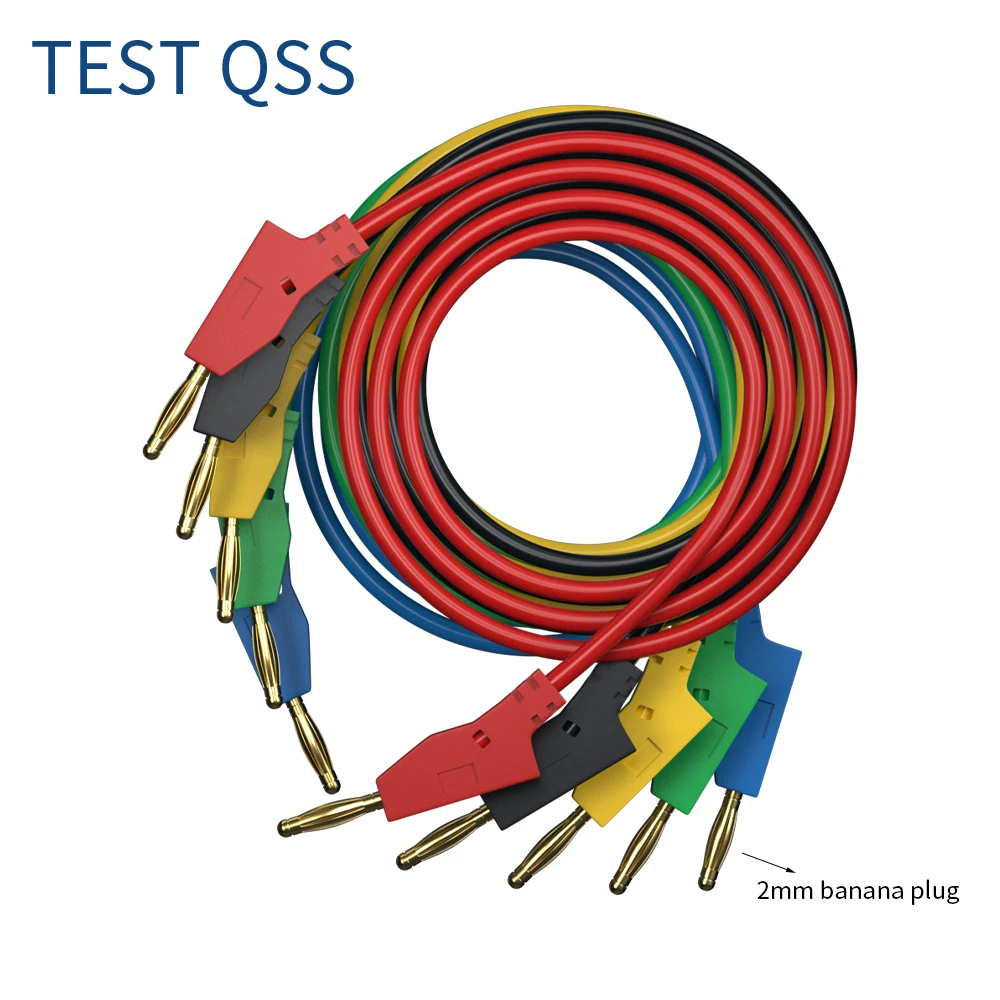 QSS 5PCS 2MM Stackable Gold Plated Banana Plug Test Lead Jumper Wire ...