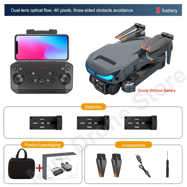 XT9 RC Helicopter Follow Me Obstacle Avoidance Mini VR Drone 4k HD ...