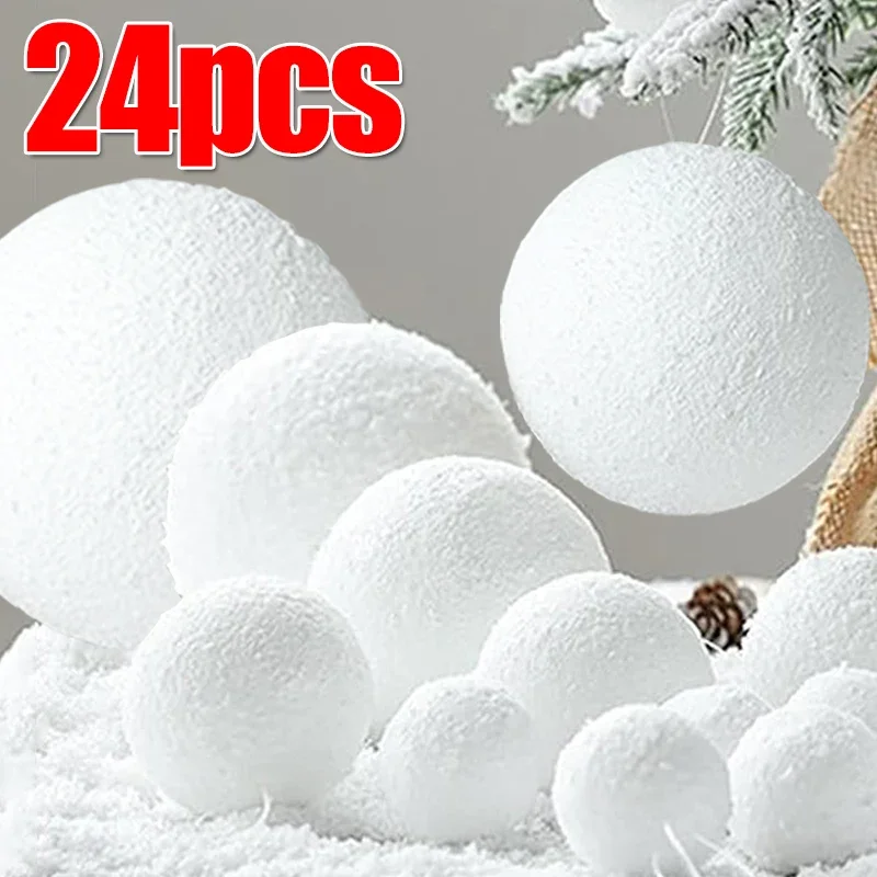 White-Foam-Christmas-Balls-Ornaments-Xmas-Tree-Hanging-Pendant-Round ...