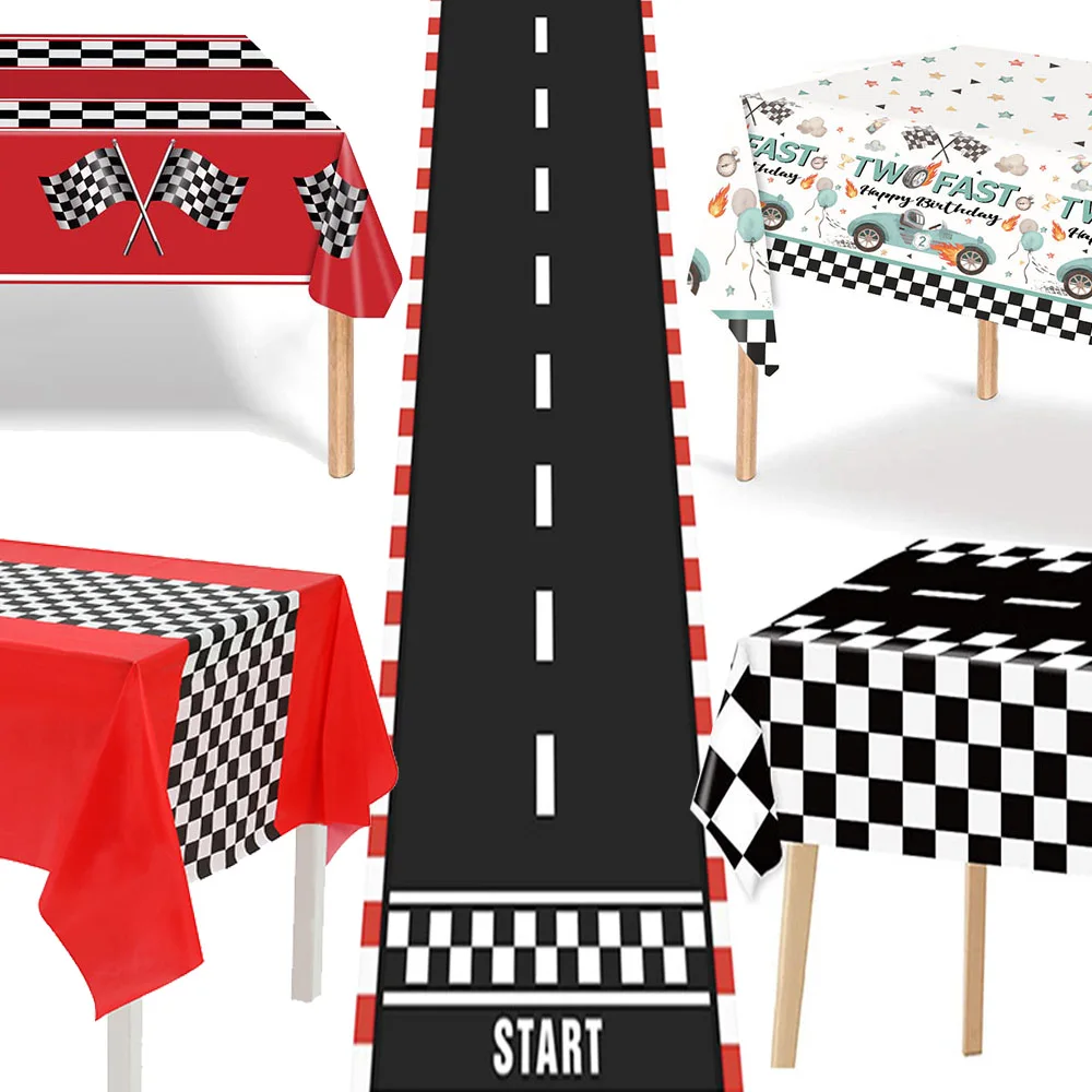 Disposable-Tablecloths-Checkered-Race-Car-Party-Tablecloths-Road ...