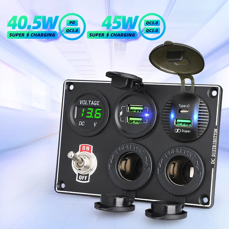 Car Cigarette Lighter Adapter Charger Digital Voltmeter 12V Usb 3.0 ...