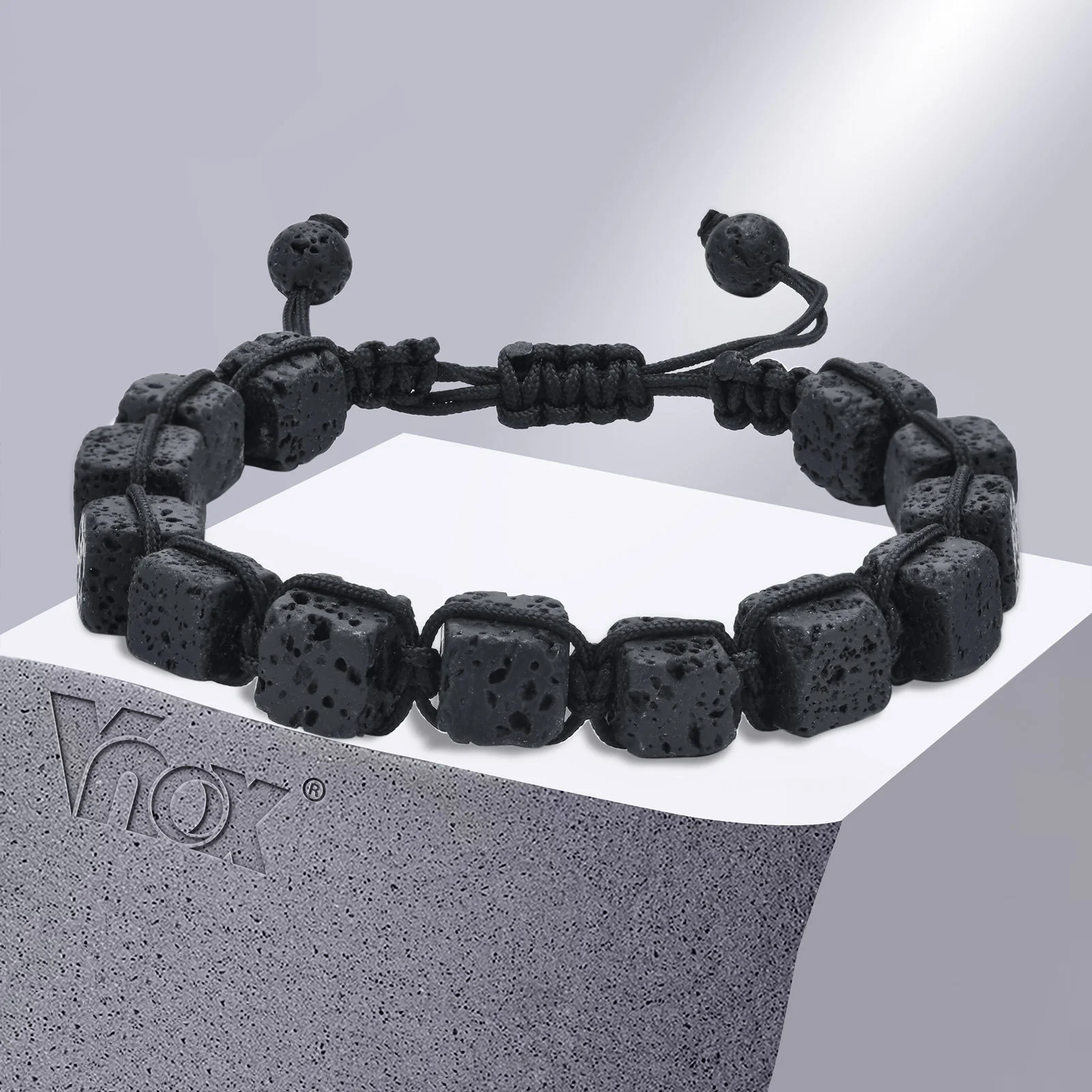 Vnox Black Lava Stone Bracelets, Mens Energy Power Natural Stone ...