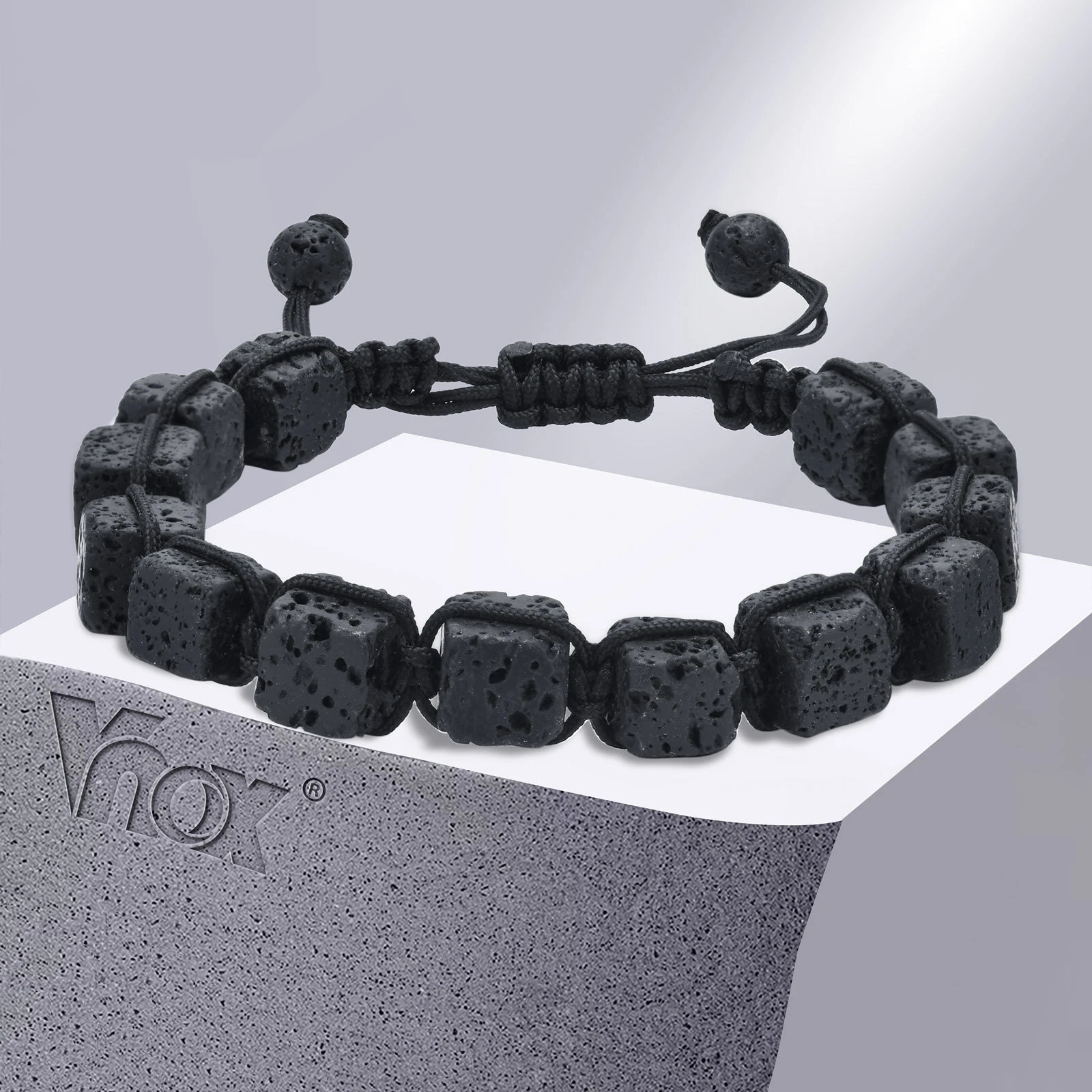 Vnox Black Lava Stone Bracelets, Mens Energy Power Natural Stone ...