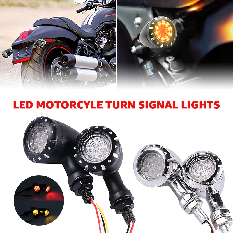 Motorcycle LED Turn Signal Light Brake Running Lamp Black Chrome LED ...