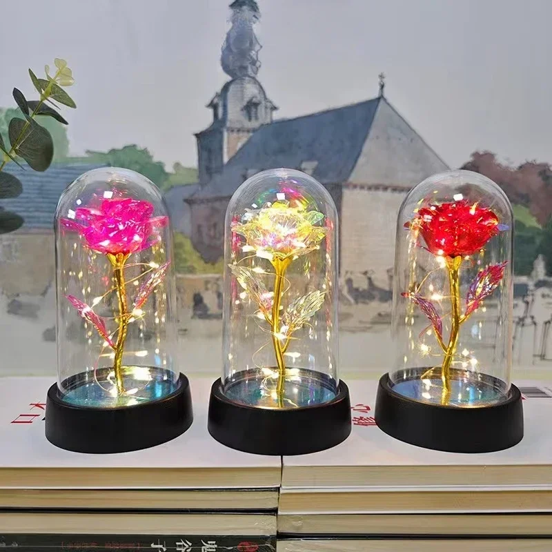 Rosa-eterna-con-luz-LED-flor-de-aluminio-regalo-para-el-D-a-de-San ...