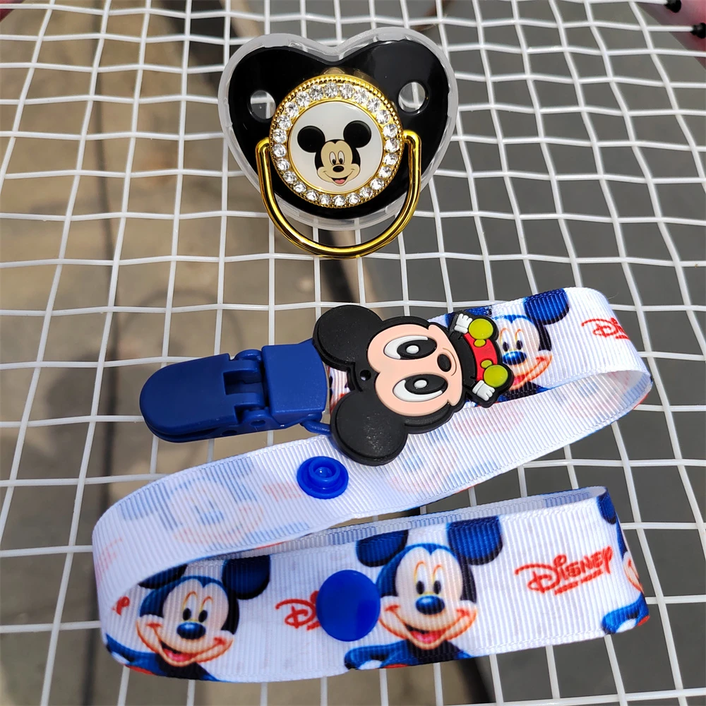 Newborn Pacifier cloth strip ribbon clip Covered rhinester luxury ...