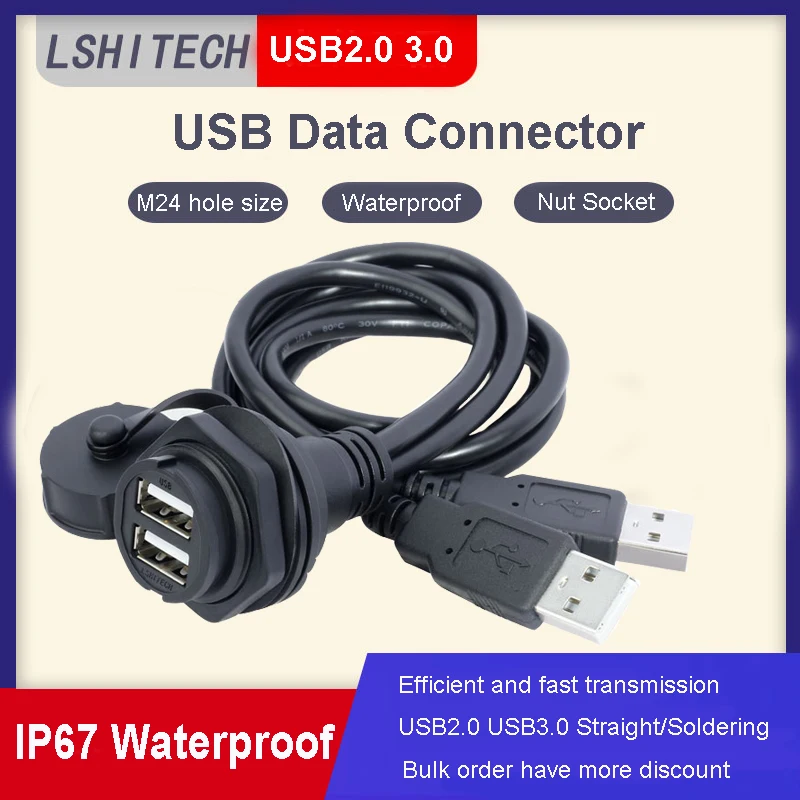 Female-to-Female-USB-Panel-Waterproof-IP65-Connector-USB-2-0-3-0 ...
