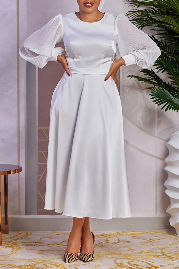 Summer-Elegant-Satin-Pleated-Maxi-Part-Dress-Women-Casual-Solid-Ruched ...