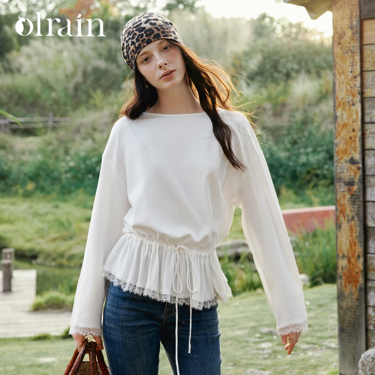 OLrain Women's White T-shirt Elegant Spliced Lace O-neck Tops Spring ...