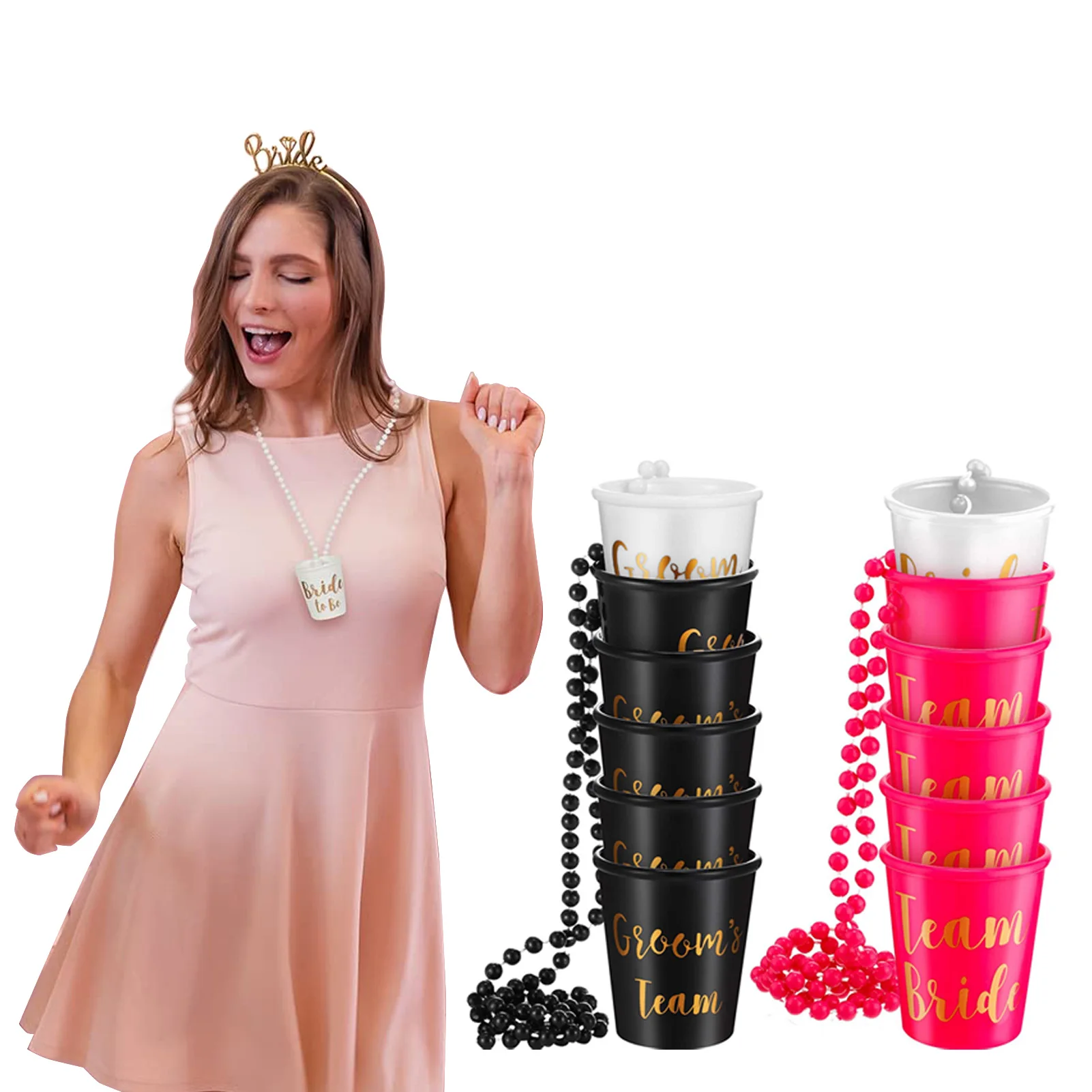 12pcs-Team-Bride-To-Be-Cup-Plastic-Shot-Glasses-Necklace-Hen ...