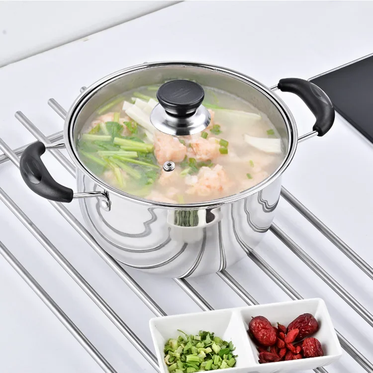 1pcs Stainless Steel Double Bottom Pot Soup Pot Nonmagnetic Cooking Pot ...