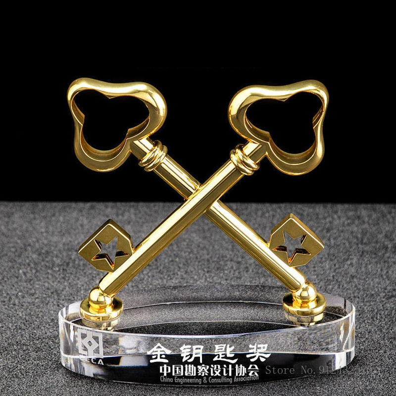 Golden Key Crystal Trophy Decoration Custom Creativity To Send Friends ...