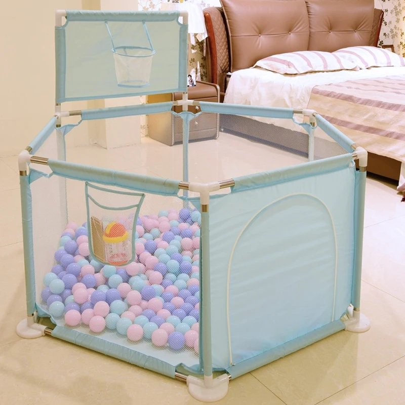 IMBABY Baby Playpen Green Hexagon Playpen for Children with Basketball ...