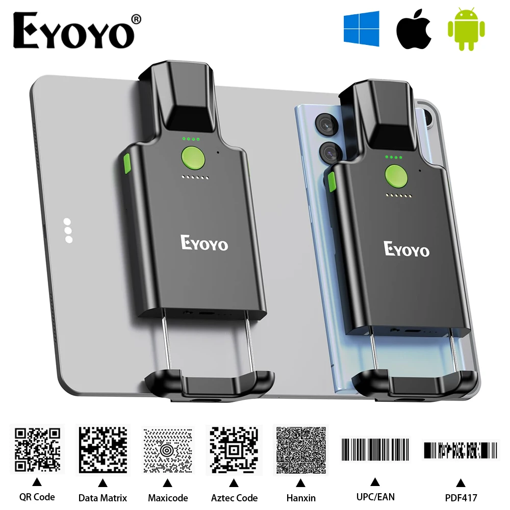 Eyoyo-EY-036Plus-Wireless-Bluetooth-1D-2D-Back-clip-QR-Barcode-Scanner-With-Power-Level ...