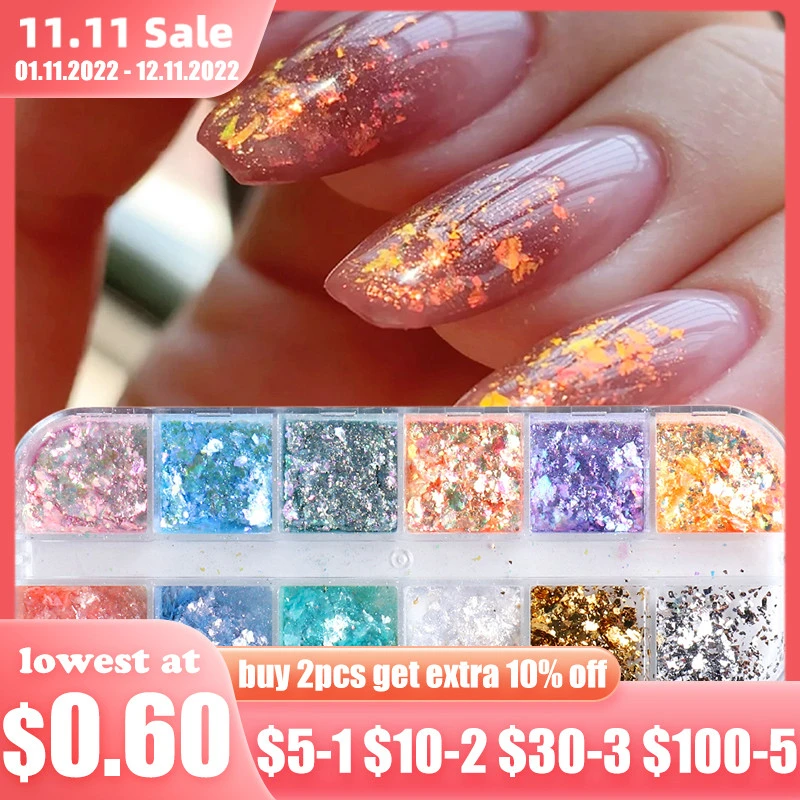 Holographic Opal Flakes For Nails Glitter Translucent Aurora Paillettes ...