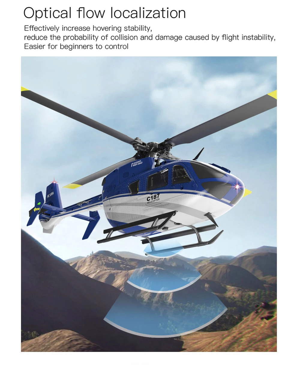 RC ERA C187 Rc Helicopter - 2.4G 4CH Single Blade EC-135 Scale 6-Axis ...