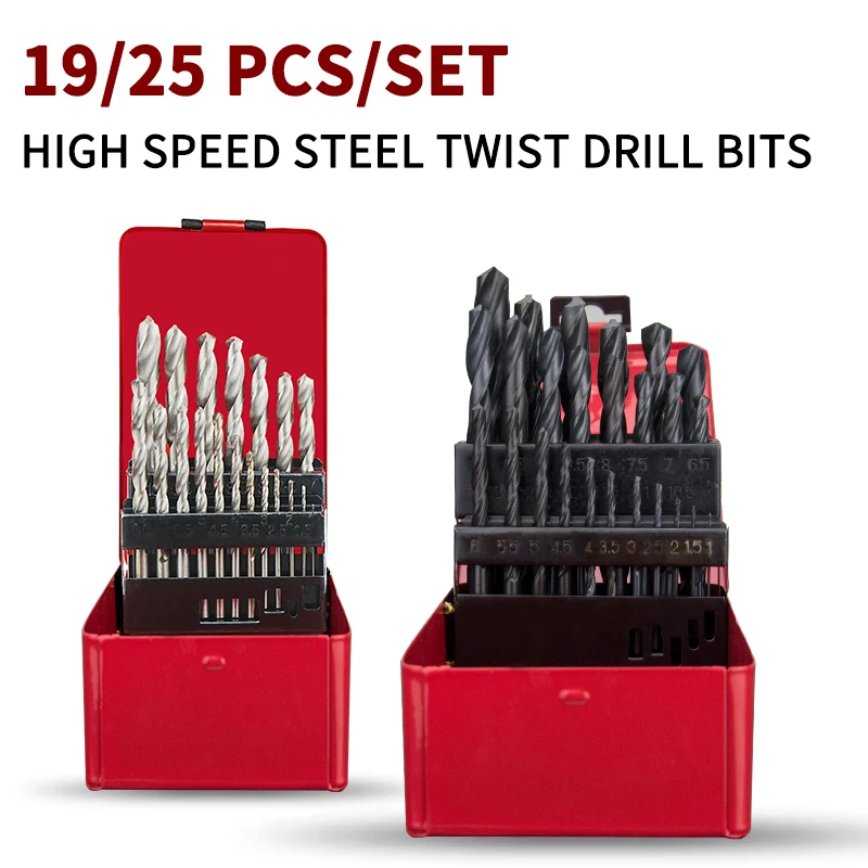 19PCS-HSS-Twist-Drill-Bit-Set-25PCS-HCS-Twist-Drill-Bit-Set-For-Iron ...