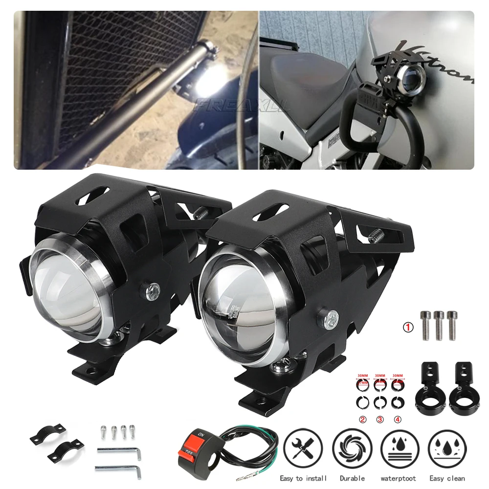12V Motorcycle Headlight Driving Spot Head Lamp Fog Spotlights For ...