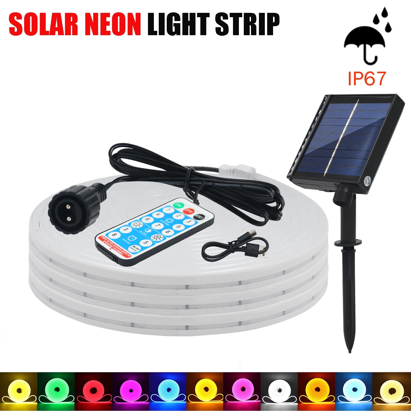 12V Outdoor Solar Silicone Neon LED Strip 120LEDs/M 2835 6*12MM Shape ...