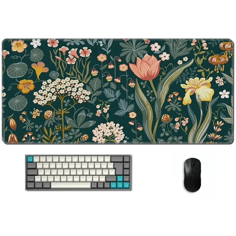 Vintage-Large-Gamer-Mousepad-Floral-Computer-Desk-Mat-Protector-90x40 ...