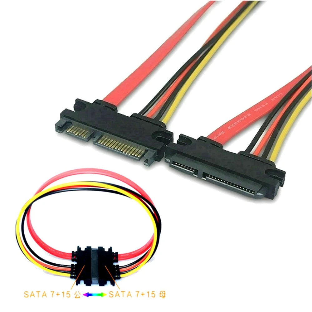 Newest-22Pin-SATA-Cable-Male-to-Female-7-15-Pin-Serial-ATA-SATA-Data ...