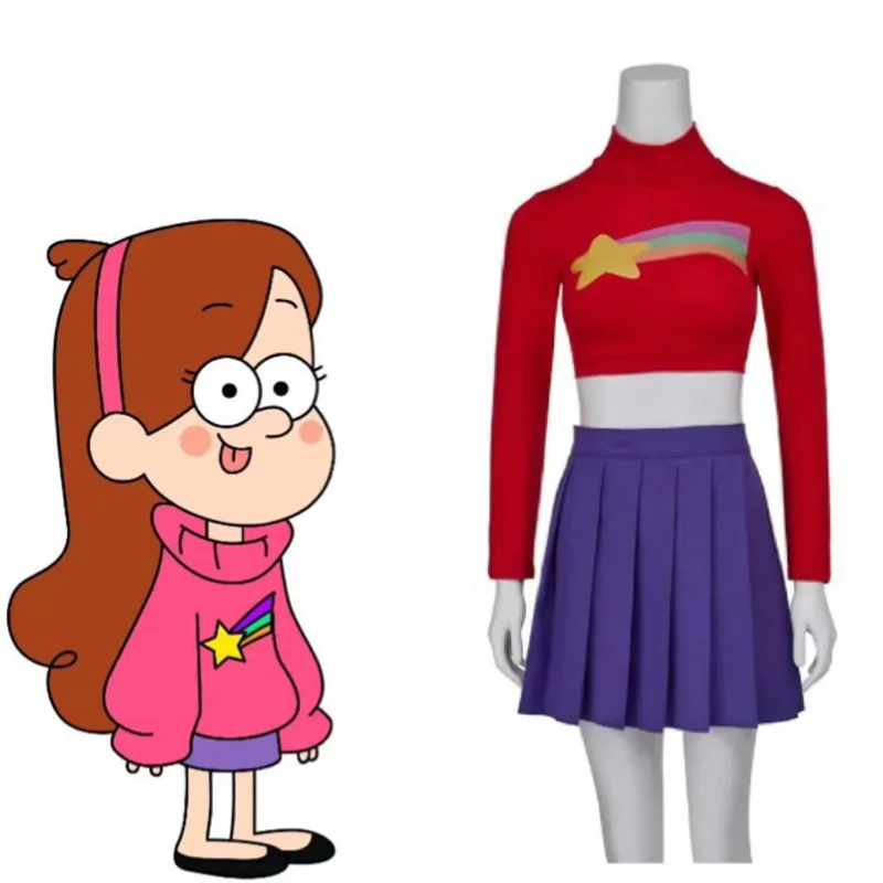 Anime-Mabel-Pines-Cosplay-Costume-Rainbow-Star-CropTop-Dress-Red-Cute ...