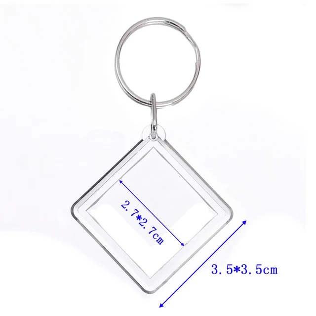 1-10Pcs Blank Acrylic Picture Keychain DIY Clear Insert Photo Split Key ...