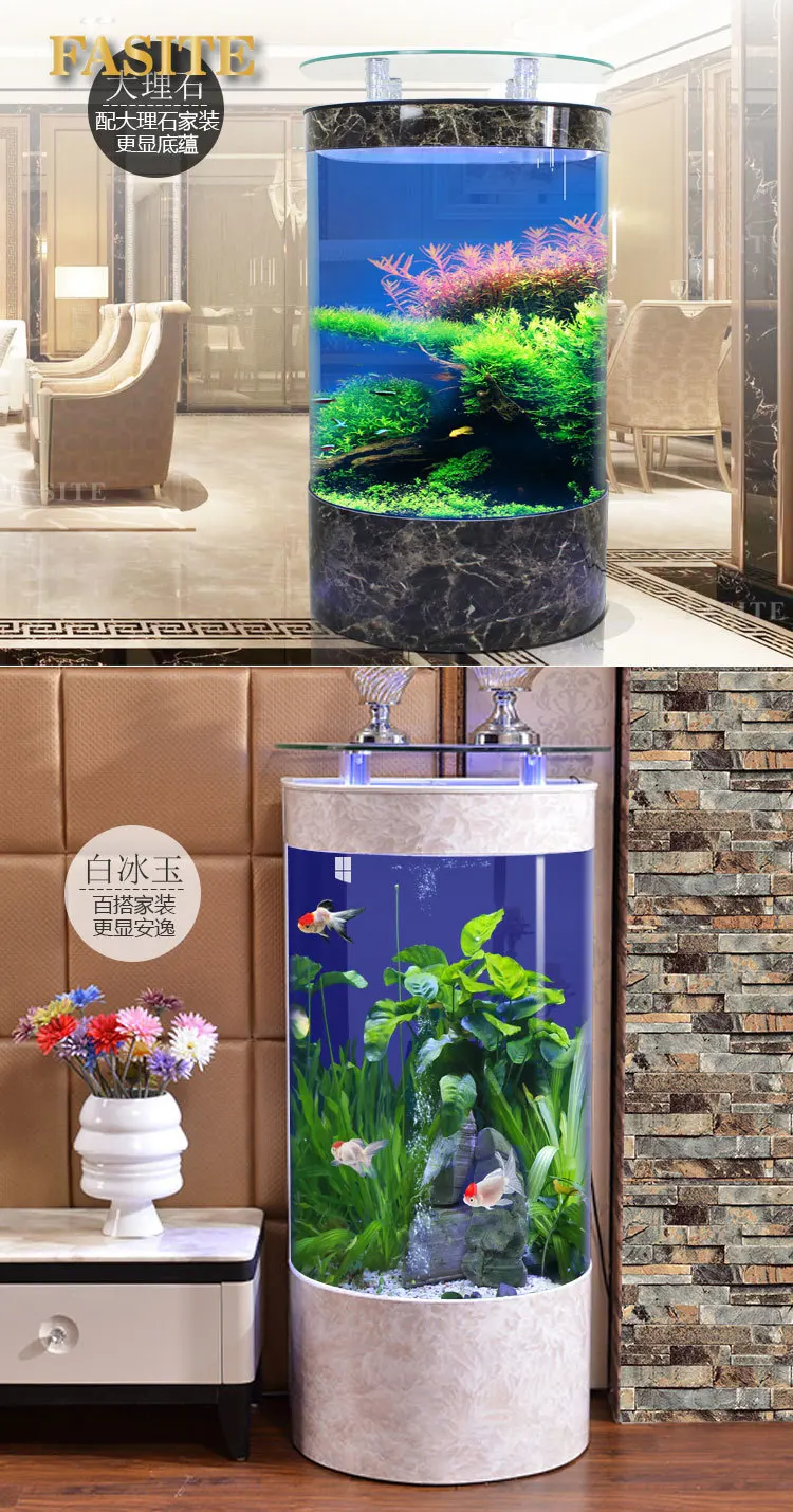 Customized glass fish tank living room medium and large floor to ...