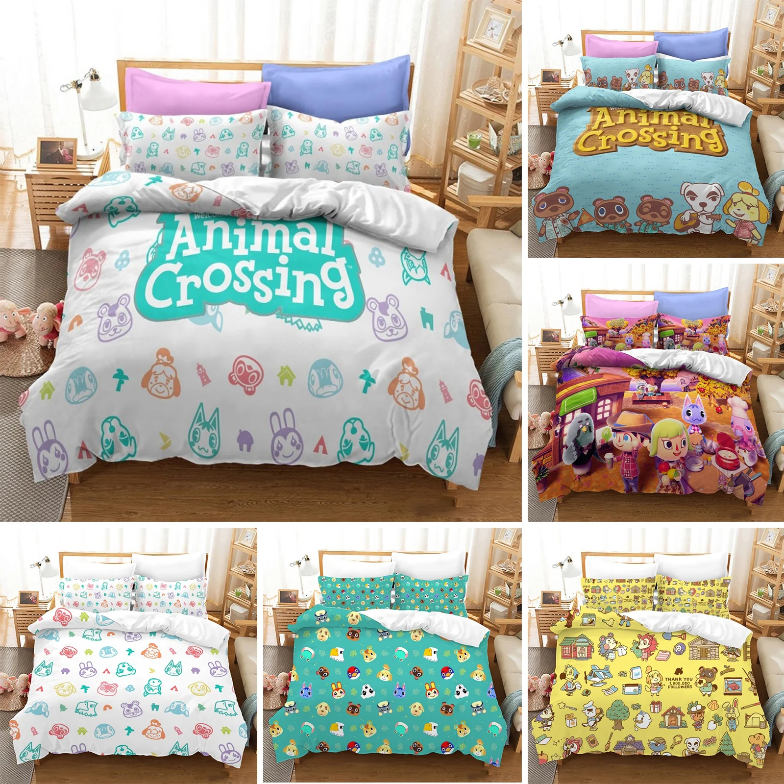 Animal-Crossing-Cartoon-Game-Bedding-Set-3D-Duvet-cover-Twin-Full-Queen ...