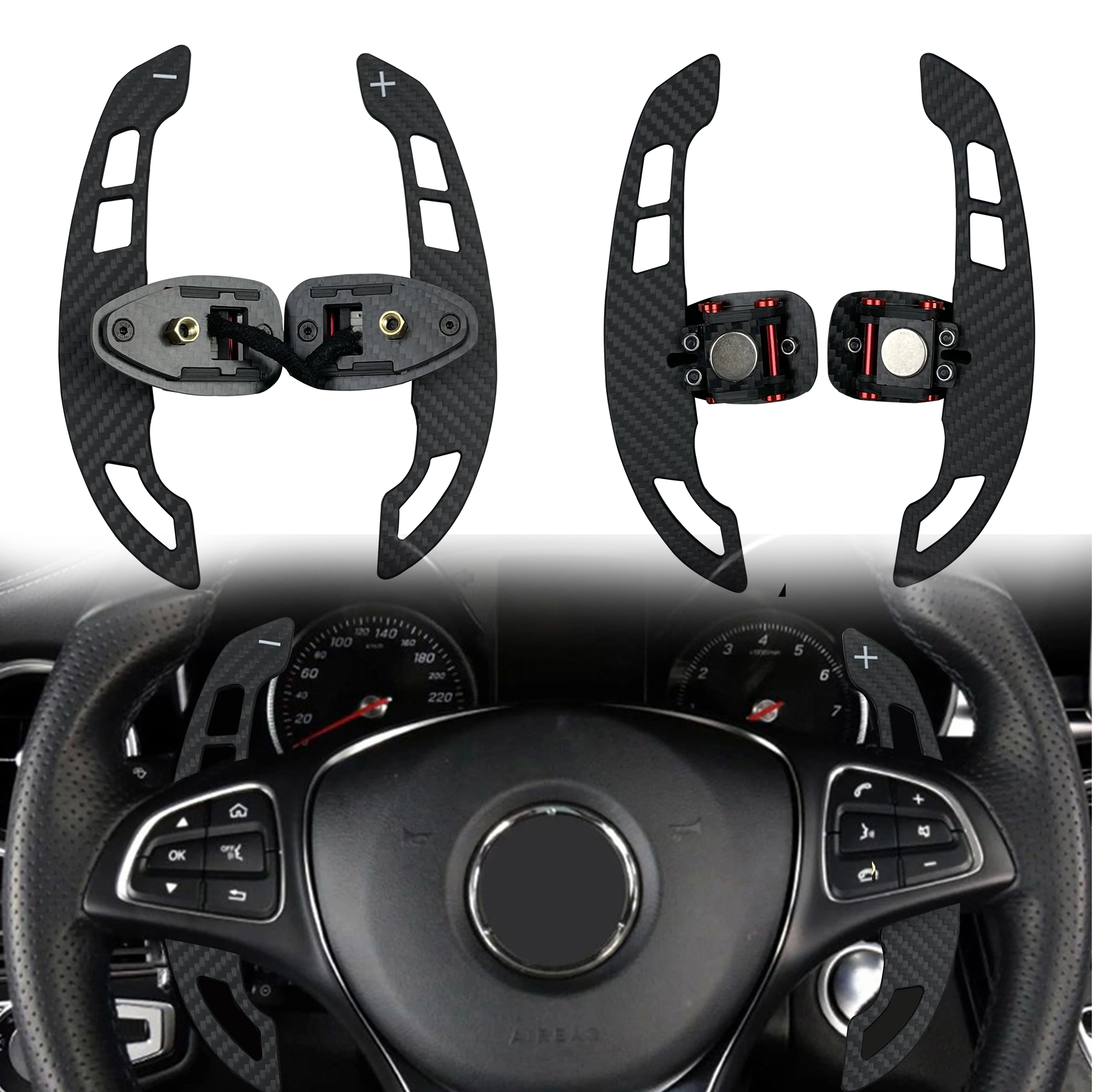 Carbon-Fiber-Steering-Wheel-Magnetic-Shift-Paddle-for-Mercedes-Benz ...
