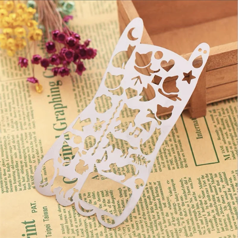 qianshan-Multifunctional-Stainless-Steel-Hollow-Ruler-Cat-Geometric ...