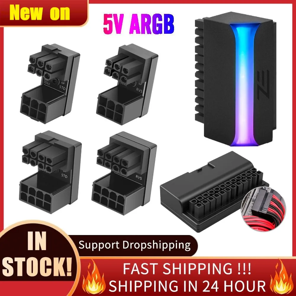 ATX Power Supply 24Pin to 90 Degree Adapter 5V ARGB Mainboard ...