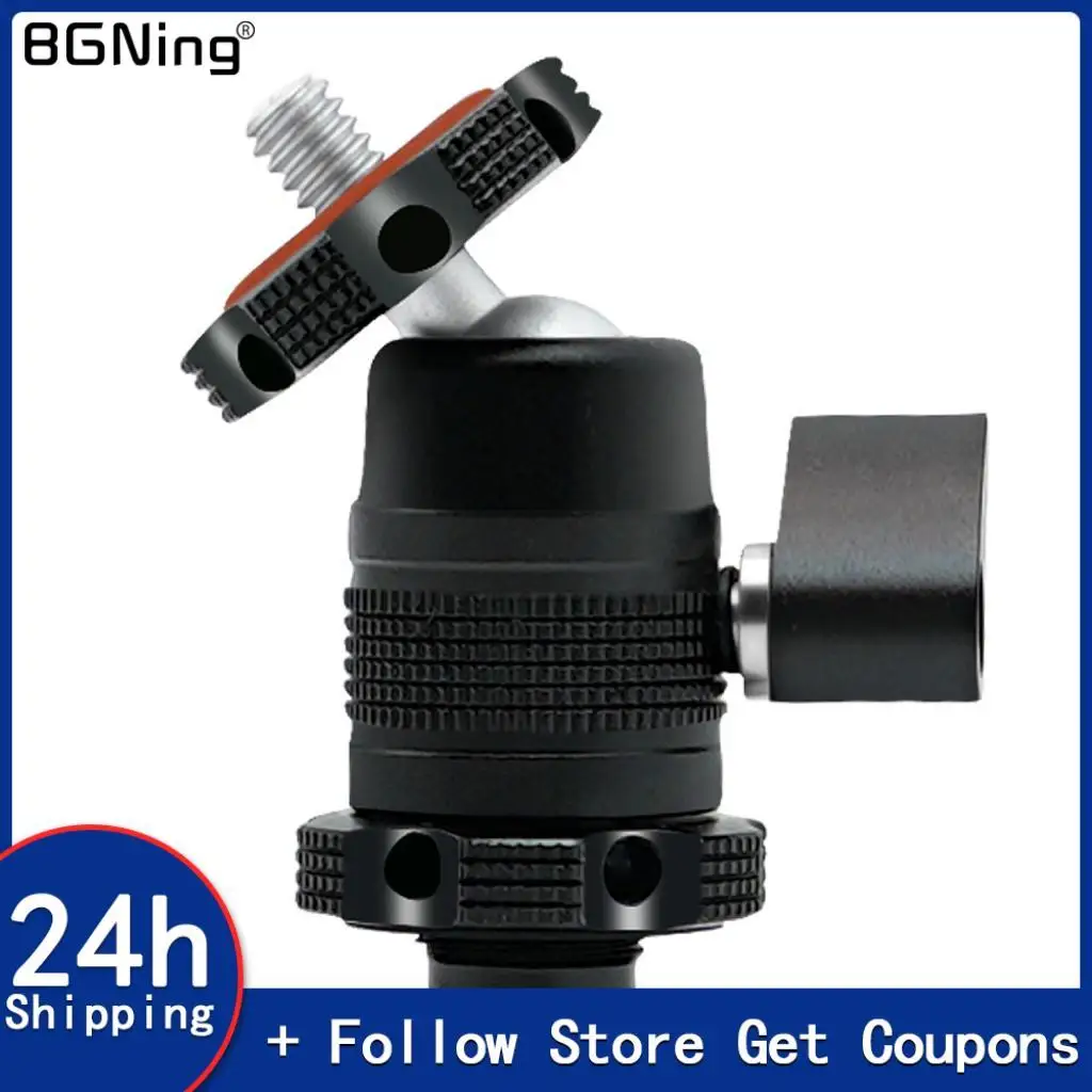 Cold Shoe Mini Ball Head Tripod Adapter Mount 1/4" Screw Camera Cage ...