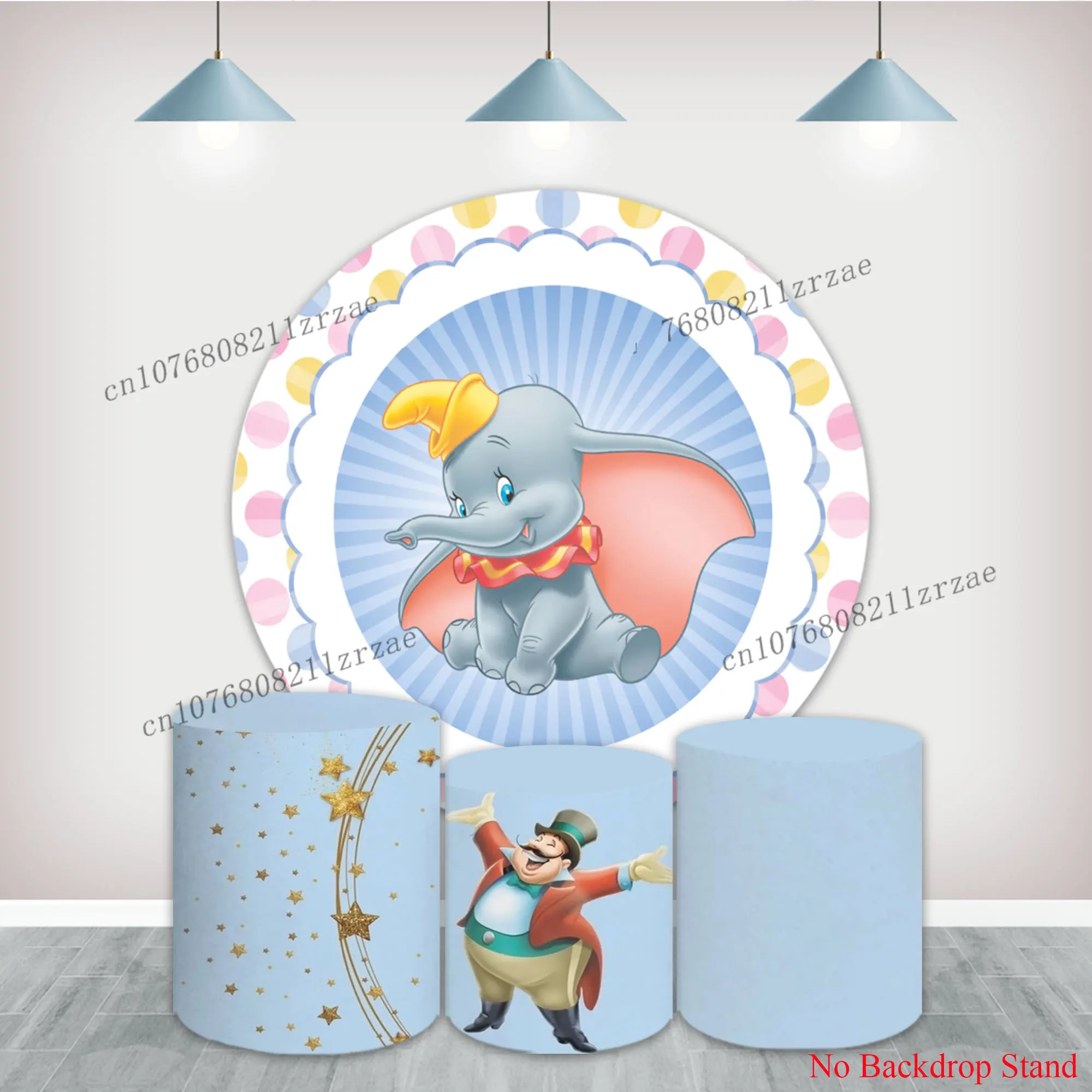 Dumbo Round Backdrop Boys Girls 1st Birthday Party Cartoon Decoration ...